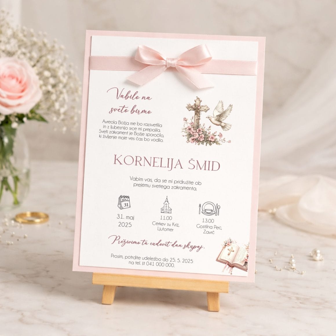 Vabilo za birmo – elegantna in personalizirana - Poročni bazar INKI