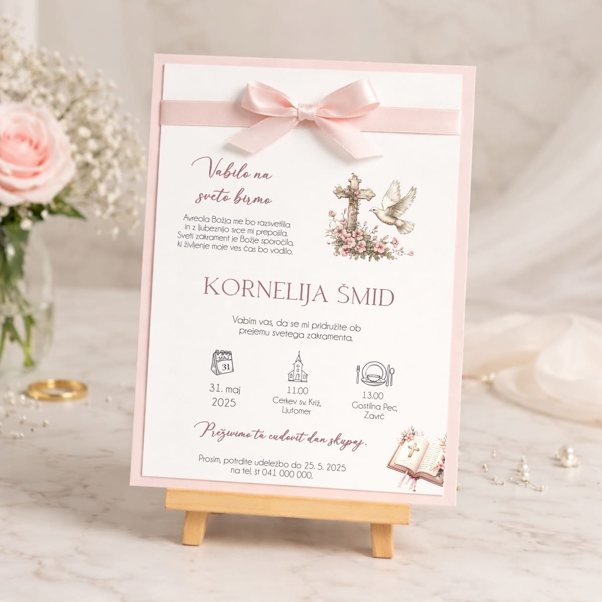 Vabilo za birmo – elegantna in personalizirana - Poročni bazar INKI