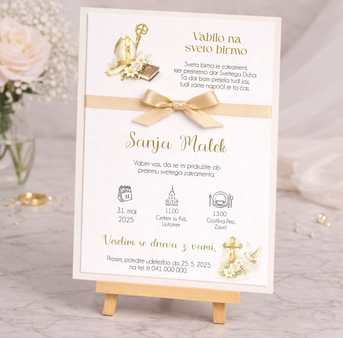 Vabilo za birmo – elegantna in personalizirana - Poročni bazar INKI
