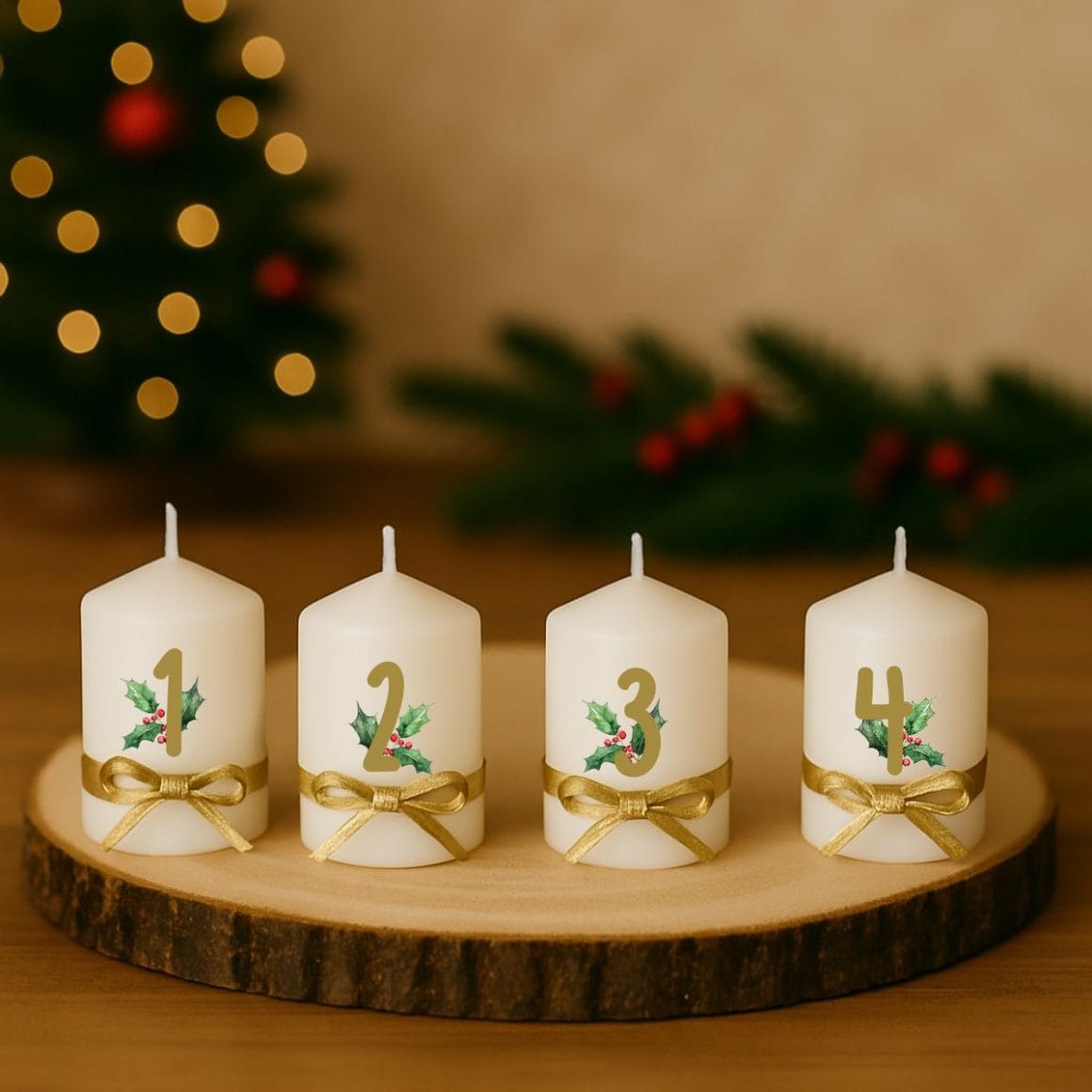Personalizirane adventne sveče | Božične bele sveče | INKI